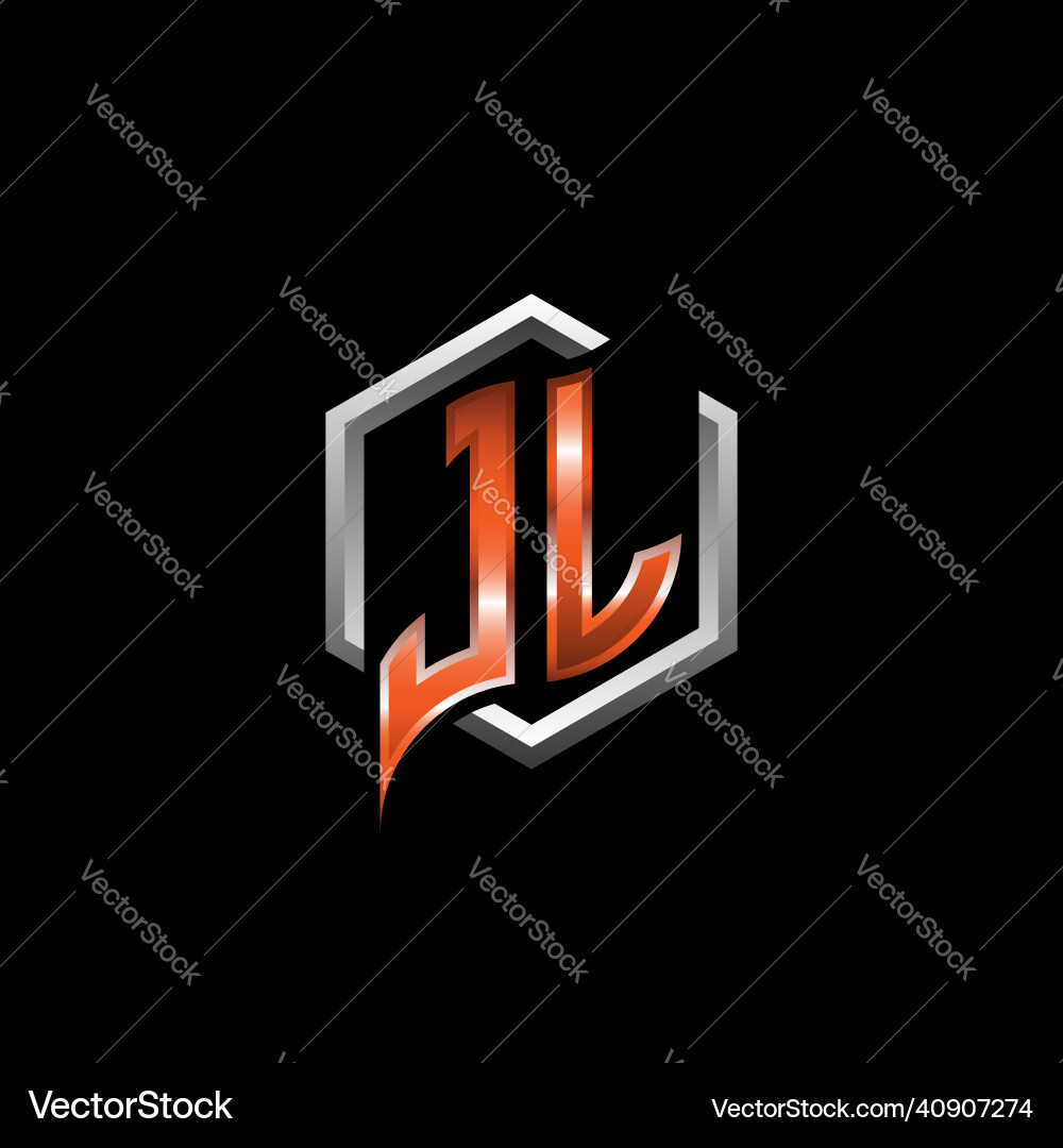 Jl monogram geometric orange with hexagonal Vector Image