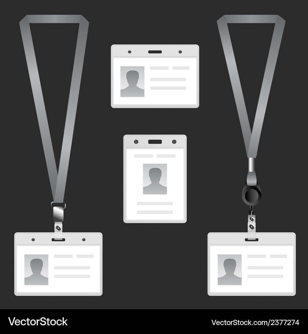 Lanyard Name Tag Set Royalty Free Vector Image