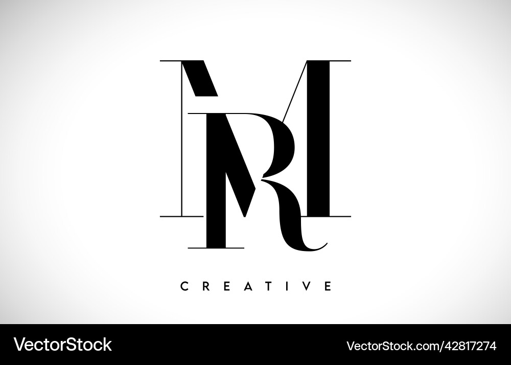 Mr artistic letter logo design with serif font Vector Image