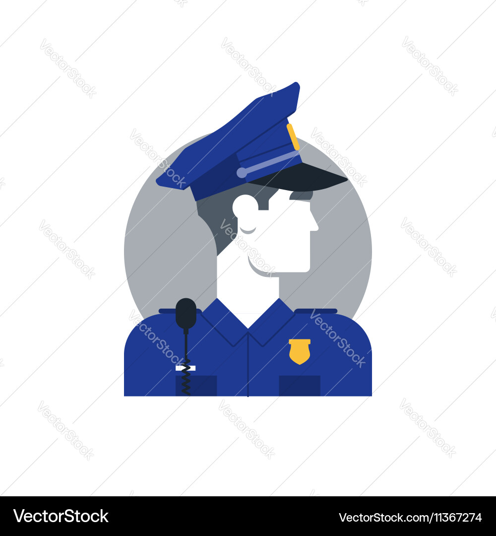 Police officer side view turned head Royalty Free Vector