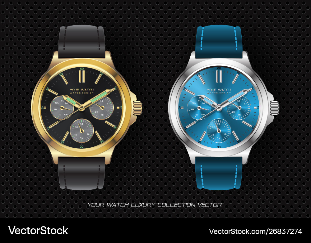 Realistic clock watch chronograph collection Vector Image
