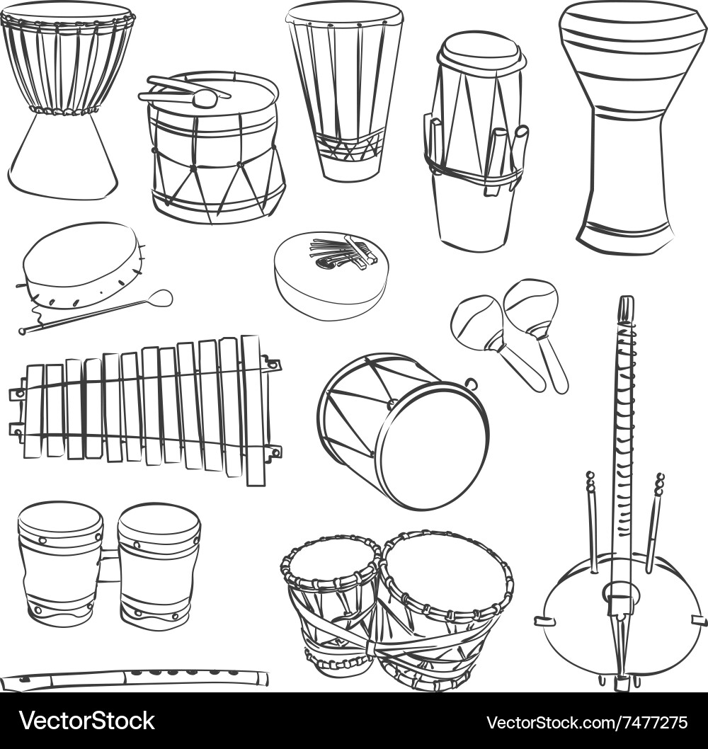 African traditional musical instruments Royalty Free Vector
