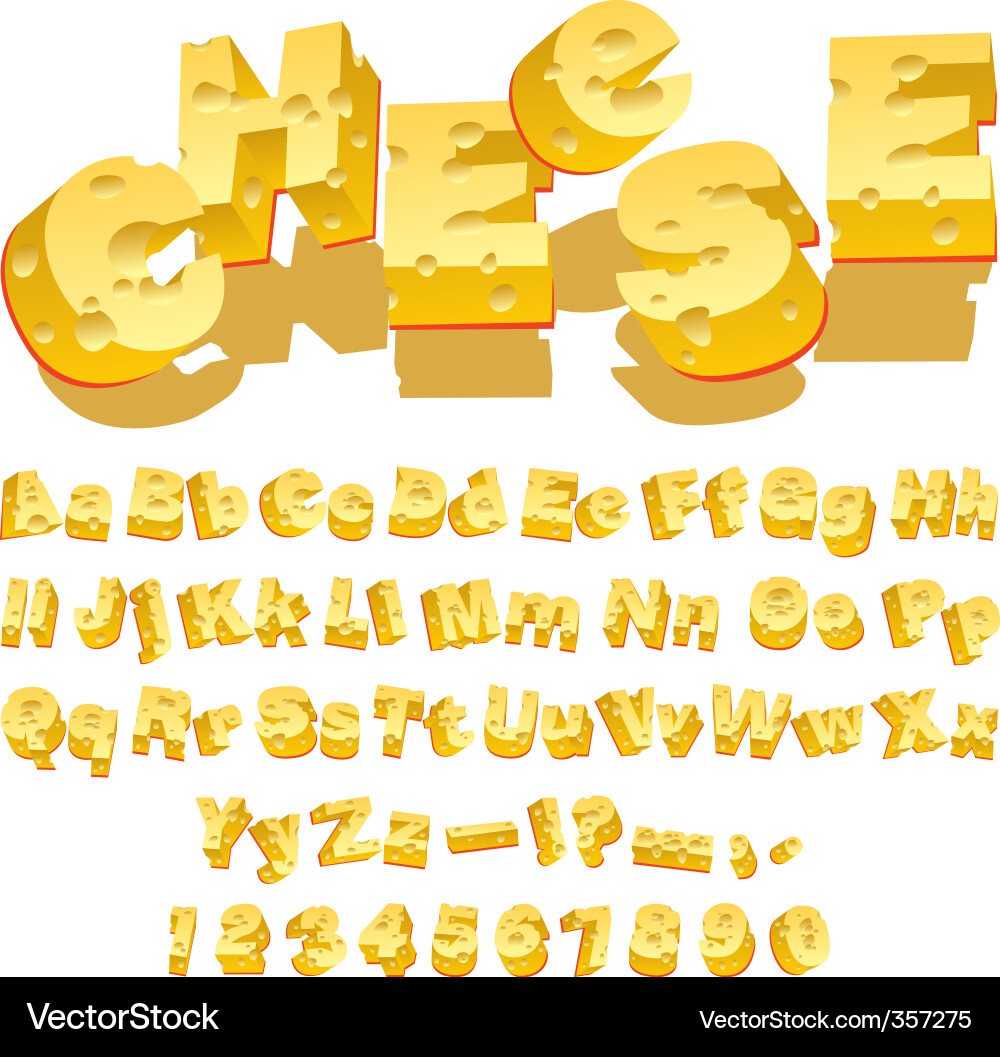 Cheese font Royalty Free Vector Image - VectorStock