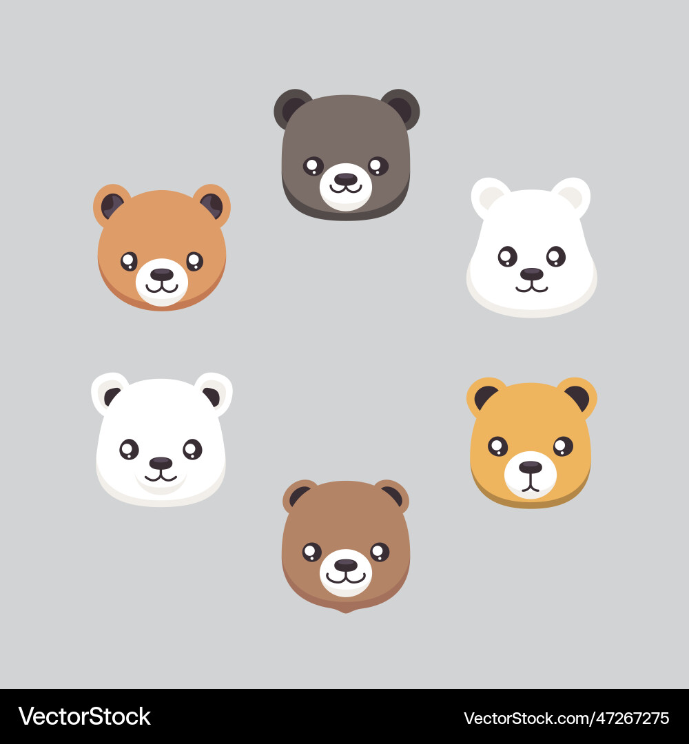 Cute bear cartoon set Royalty Free Vector Image