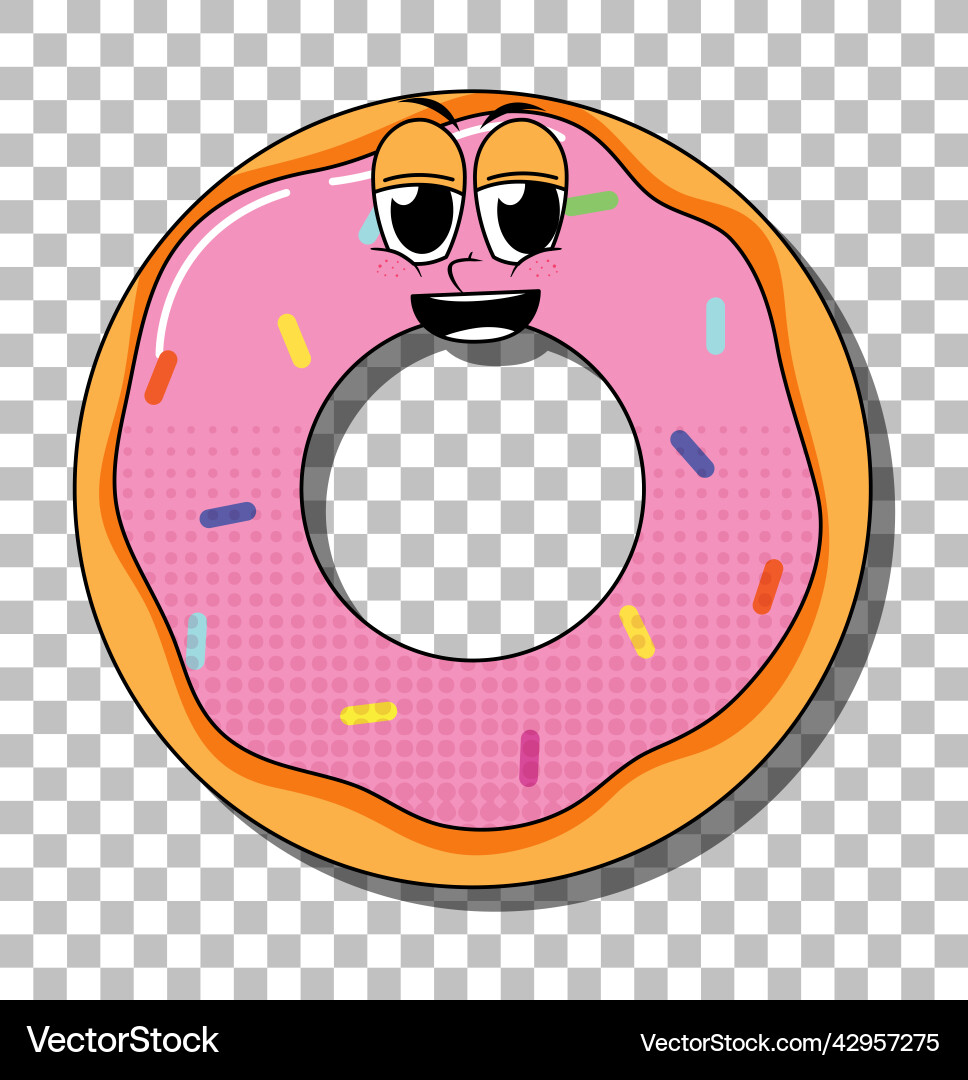 Doughnut cartoon character isolated Royalty Free Vector