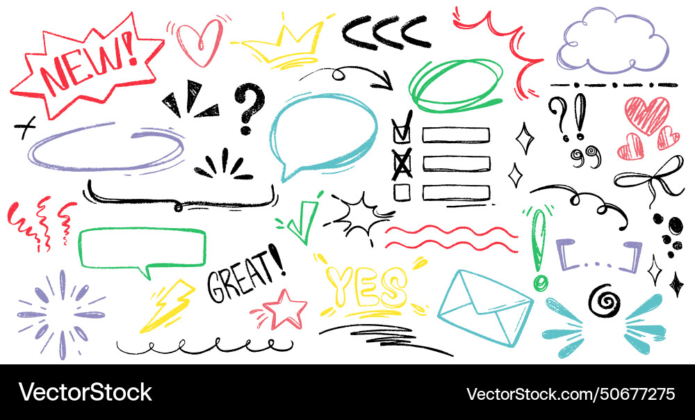 Hand drawn sketch pencil check marks strokes Vector Image
