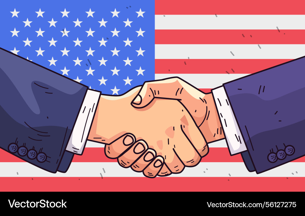 Handshake agreement diplomacy concept two hands Vector Image