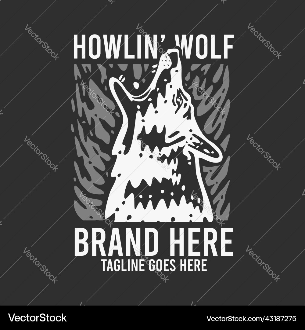 T shirt design howlin wolf with and black Vector Image