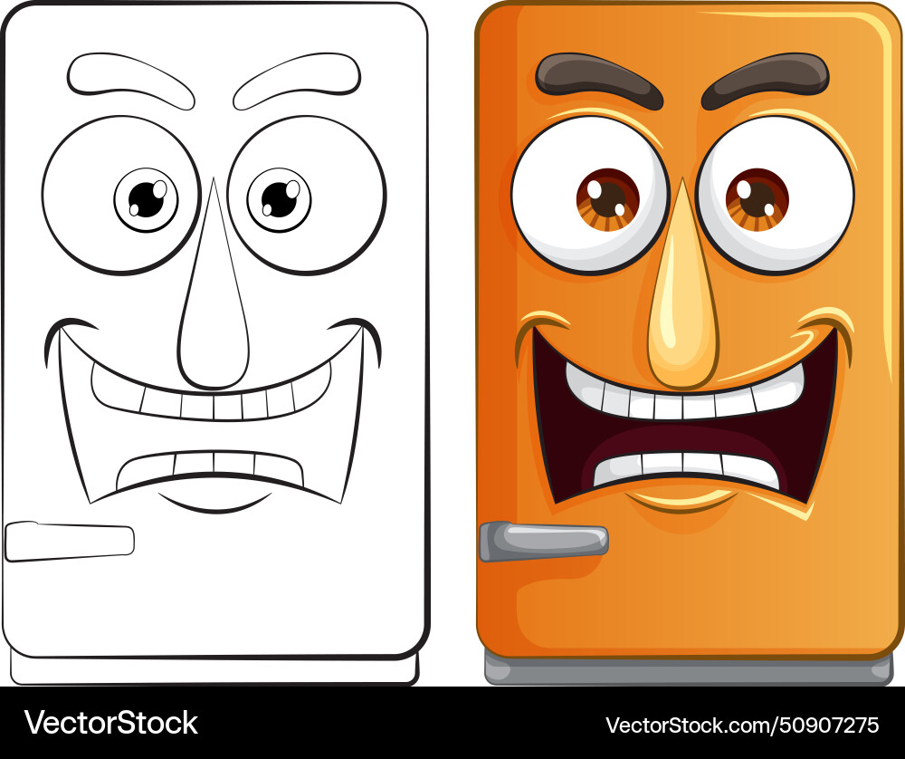 Two cartoon refrigerators with expressive faces Vector Image