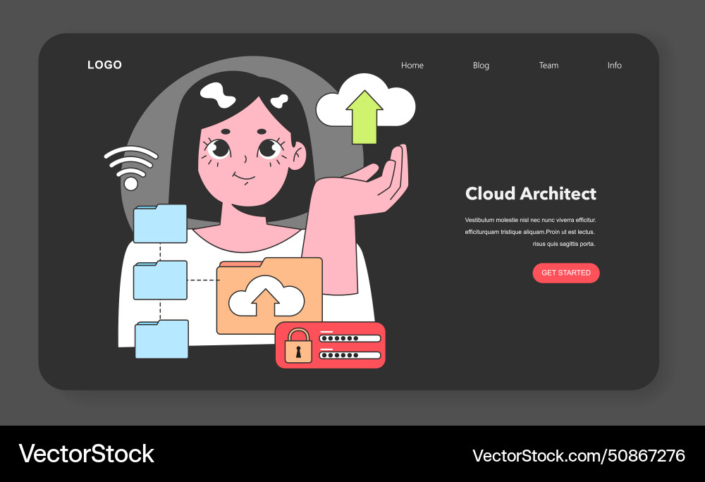 A cloud architect elevates data into the Vector Image