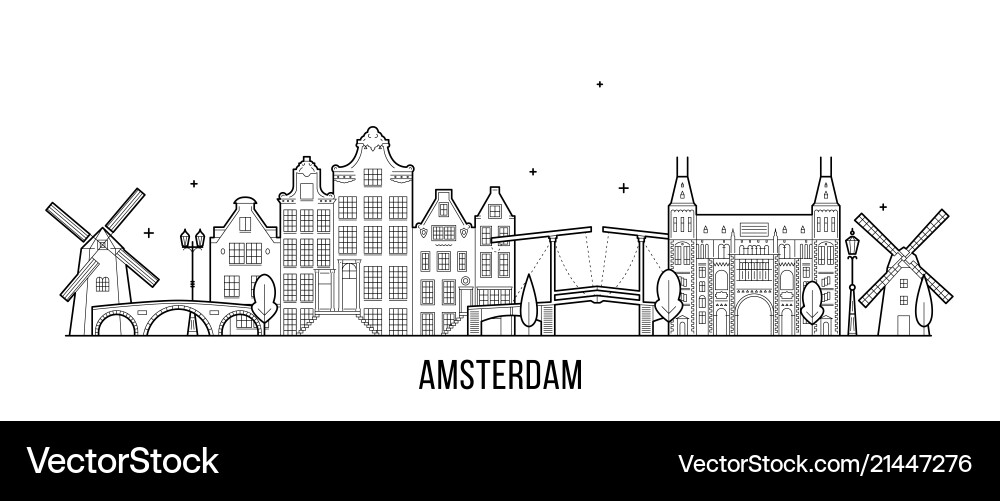 Amsterdam skyline netherlands city building Vector Image