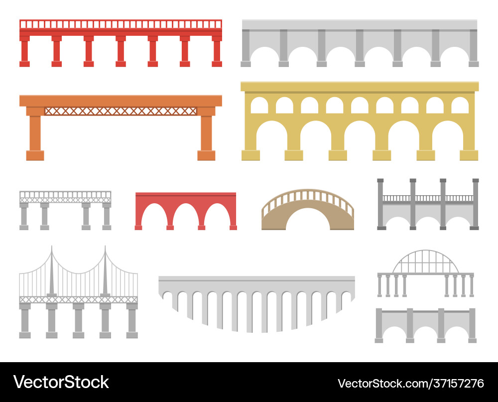 Bridges set design isolated on white background Vector Image
