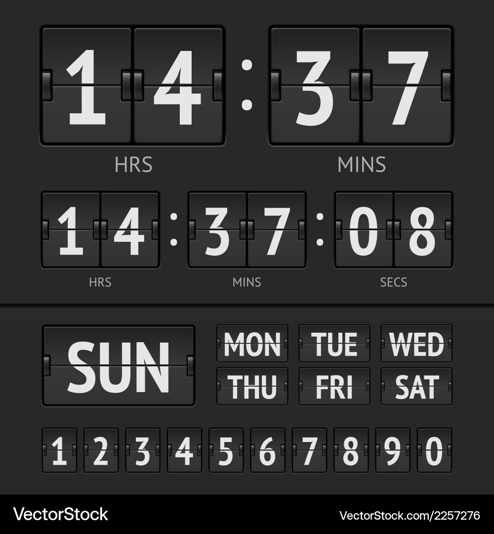 Digital Black Scoreboard Timer Royalty Free Vector Image