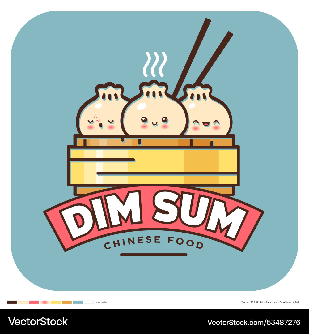 Dim sum logo chinese restaurant emblem kawaii Vector Image