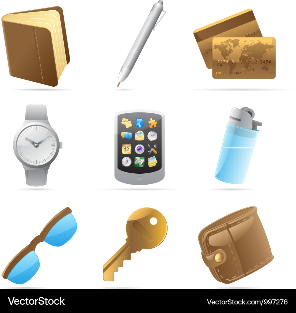 Icons for personal belongings Royalty Free Vector Image