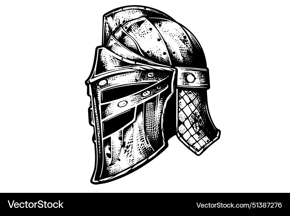 Knight Helmet Drawing Ridder Helm Schets. Vector Illustratie