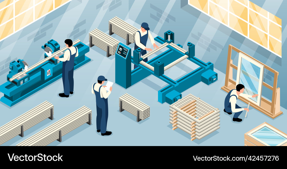 Plastic Window Production Royalty Free Vector Image