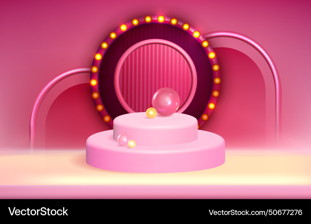 Realistic circle stage with round frame Royalty Free Vector