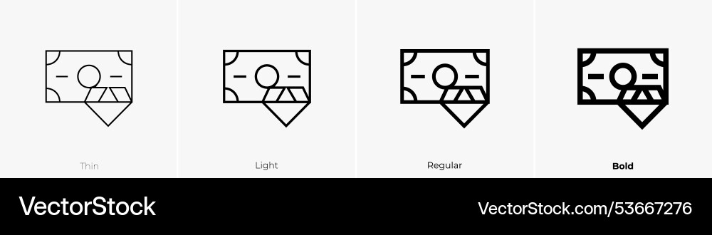 Rich icon thin light regular and bold style Vector Image