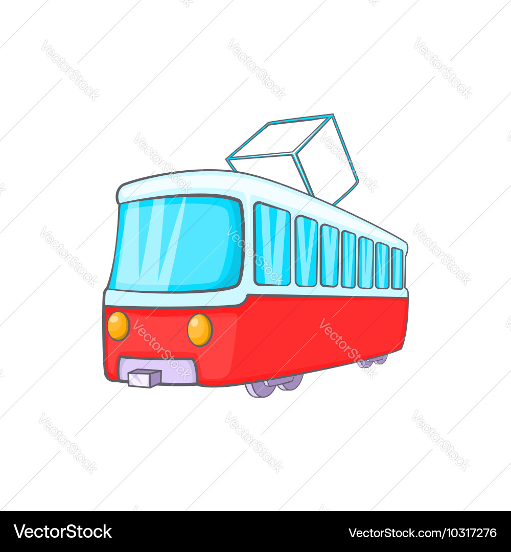 Tram icon in cartoon style Royalty Free Vector Image