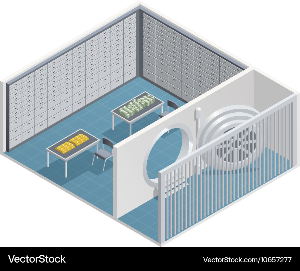 Bank interior isometric Royalty Free Vector Image