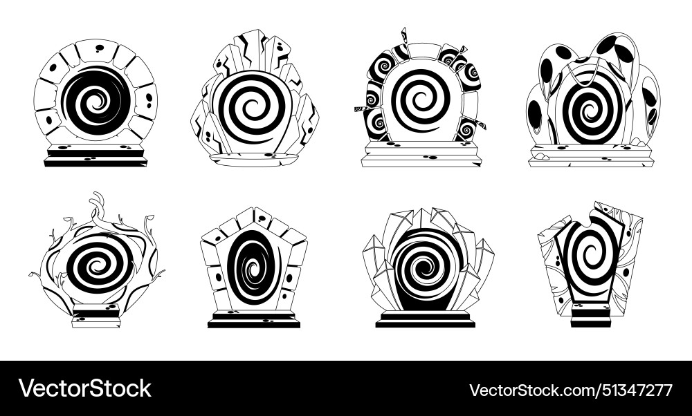 Black and white magic portal each Royalty Free Vector Image