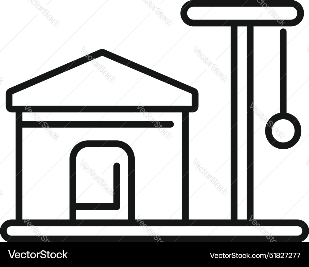 Cat house with scratching post and hanging ball Vector Image