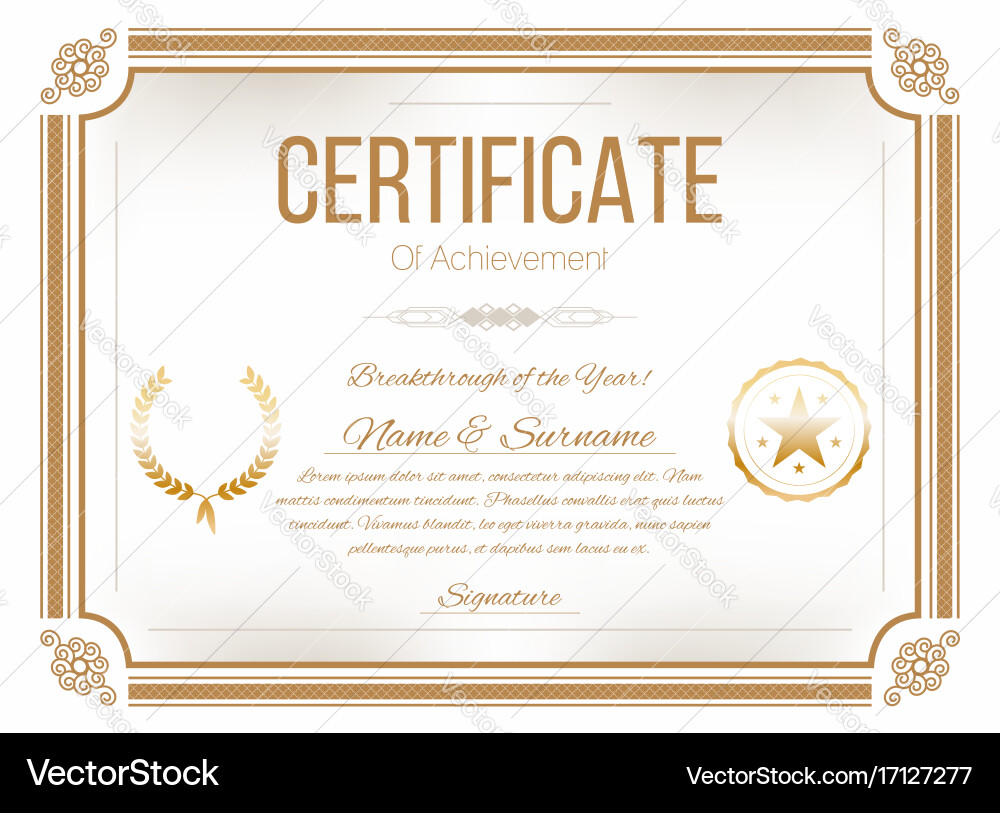 Certificate design template retro Royalty Free Vector Image