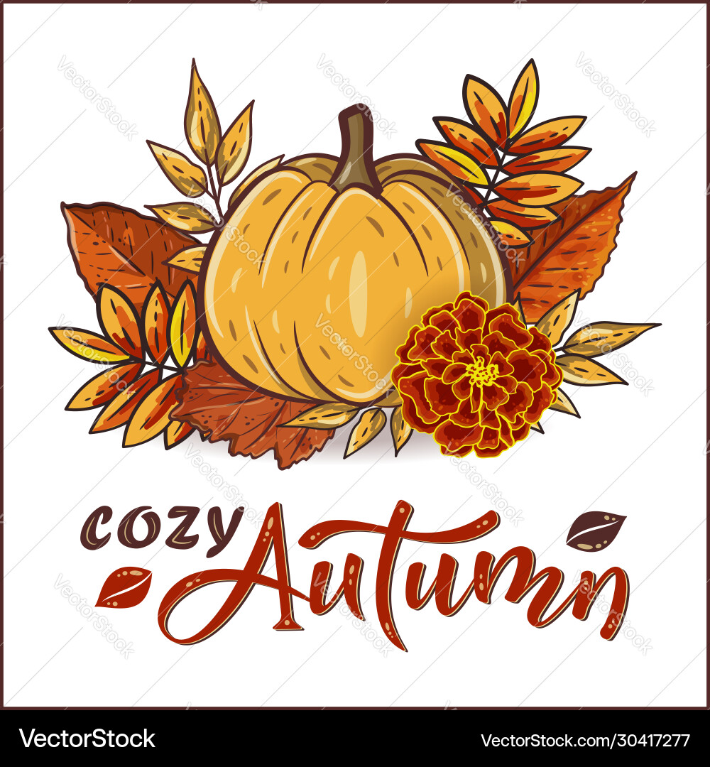Cozy autumn hand drawn lettering text Royalty Free Vector
