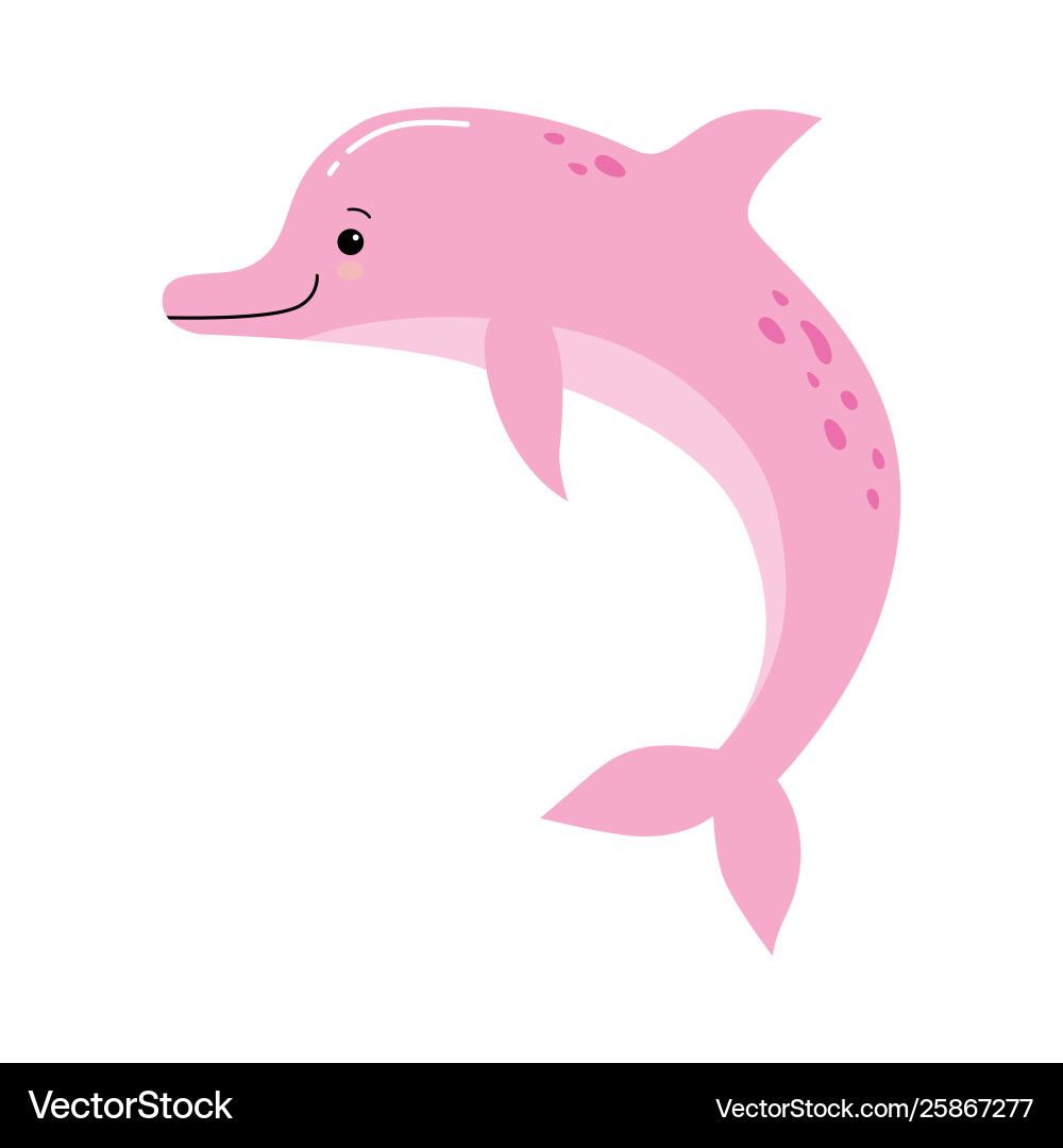Cute a funny pink dolphin Royalty Free Vector Image