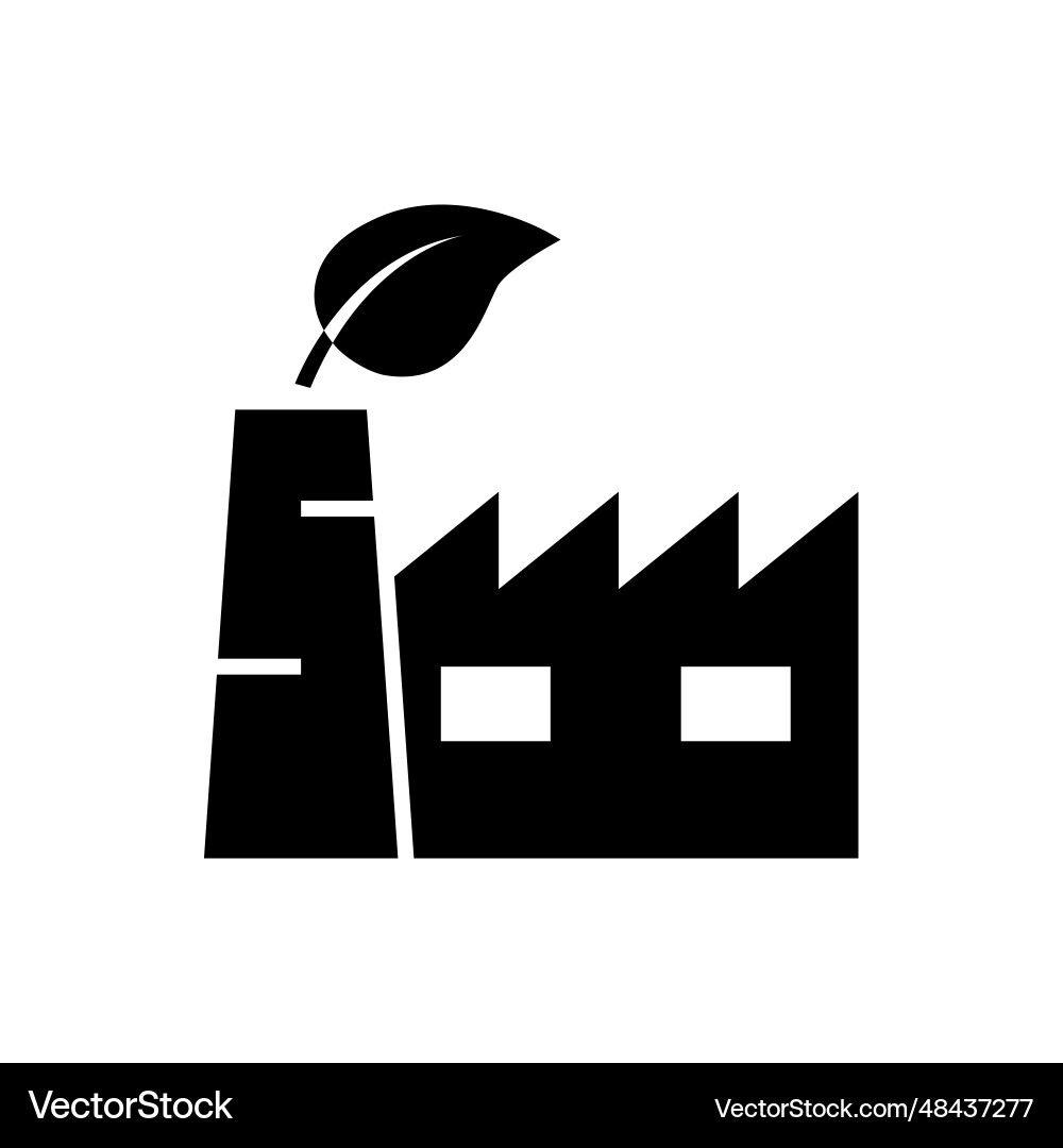 Fabrik mit Blatt schwarz Ikone Lizenzfreies Vektorbild