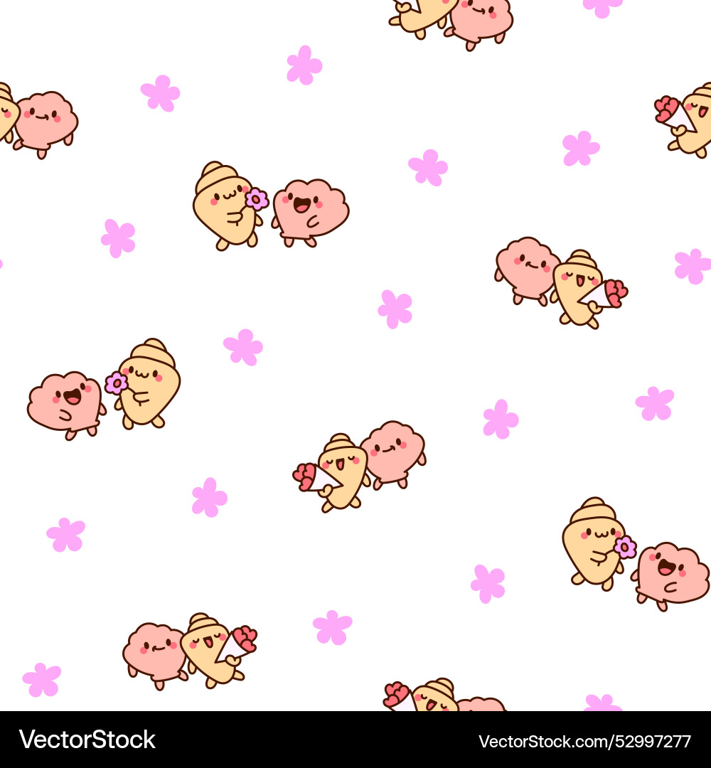 Funny couple seashell cartoon characters Vector Image