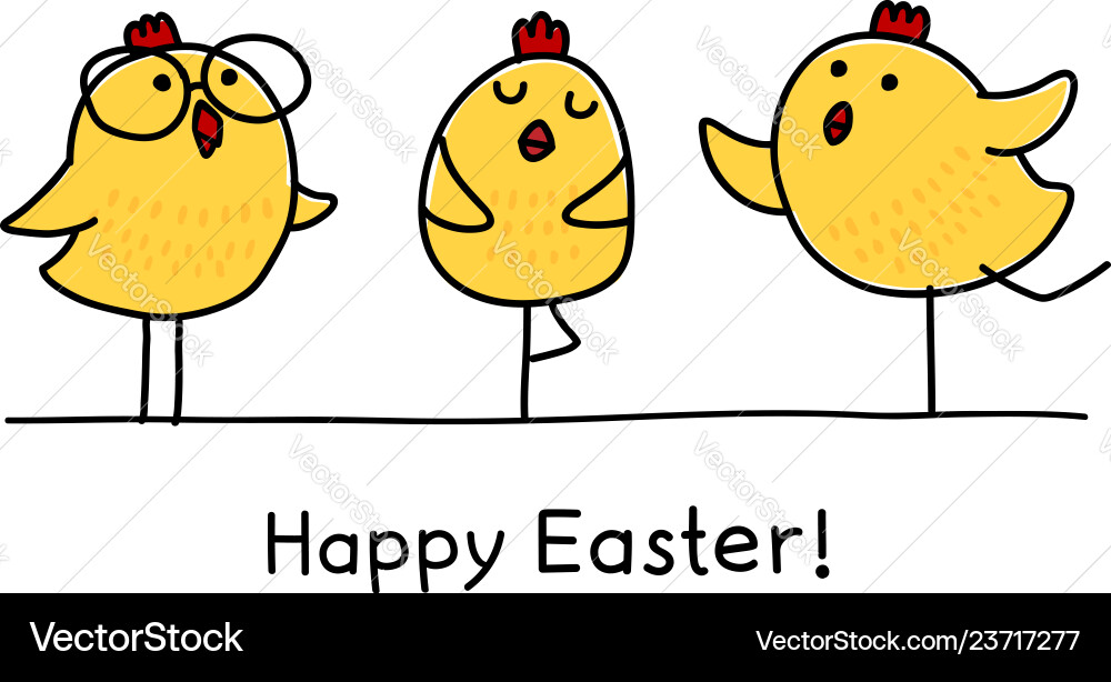 Happy easter greeting card with chicks Royalty Free Vector