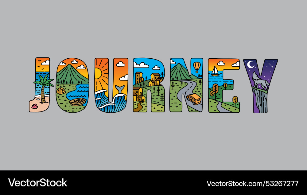 Journey typography design Royalty Free Vector Image