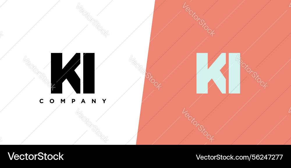 Letter k and i ki logo design template minimal Vector Image