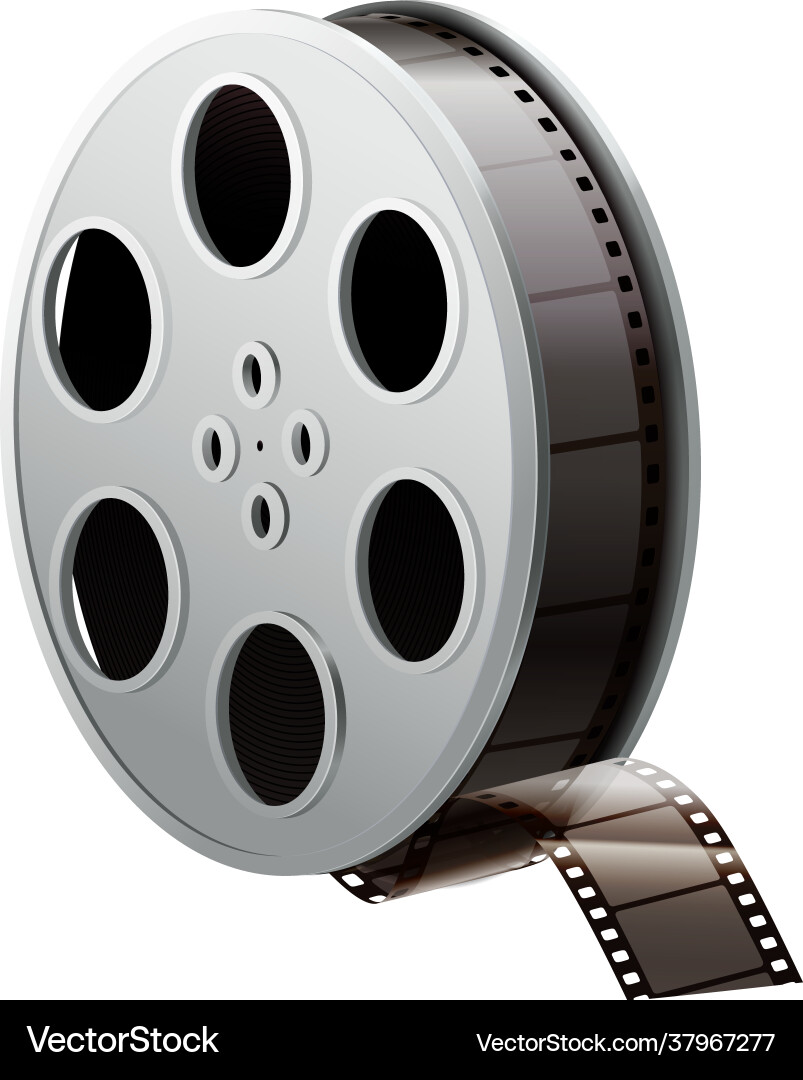 Realistic film reel Royalty Free Vector Image - VectorStock