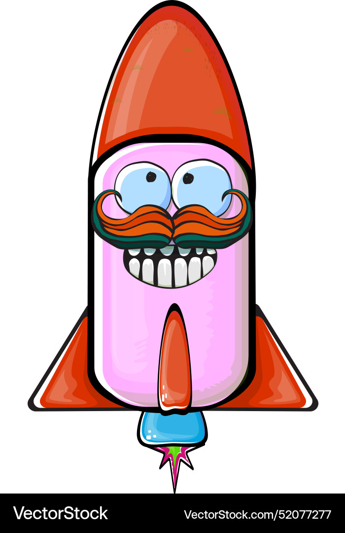 Rocket spaceship character cartoon space Vector Image