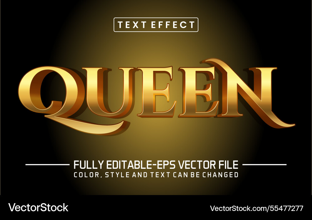 Royal Queen Text Effect Royalty Free Vector Image