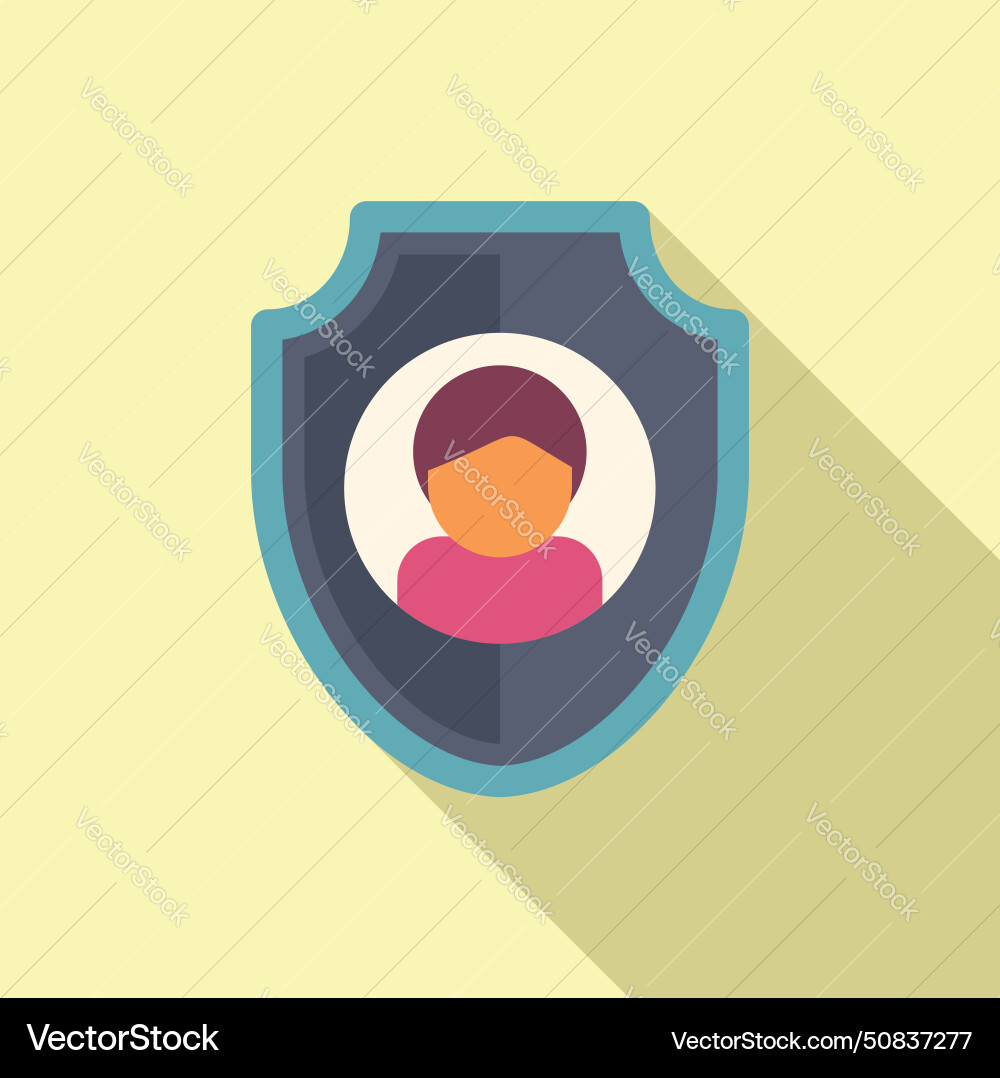 Secured user shield icon flat two factor Vector Image