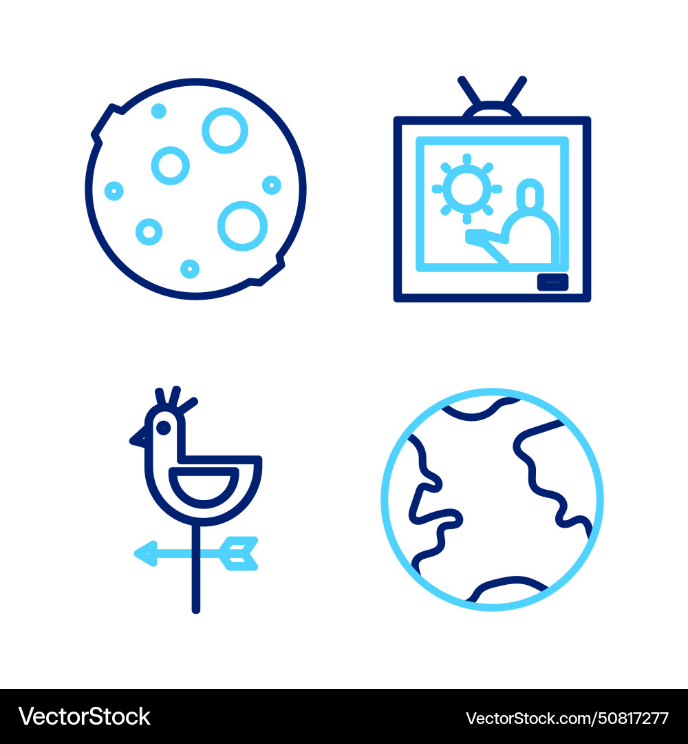 Set line earth globe rooster weather vane Vector Image