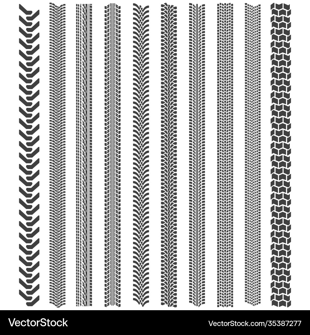 Tire tracks patterns a set detailed tread Vector Image