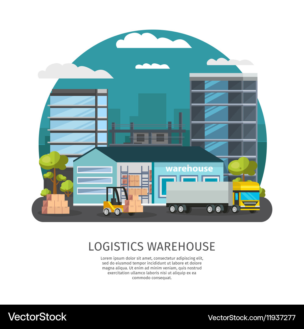 Warehouse logistics design Royalty Free Vector Image