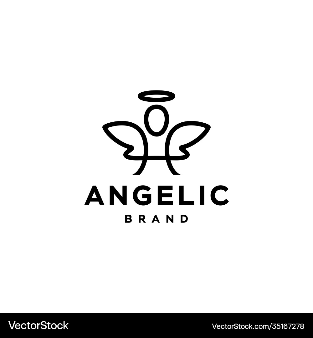 Angel with wing and ring logo icon Royalty Free Vector Image