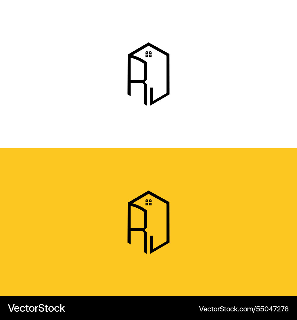 Creative initial rj letters box house logo Vector Image