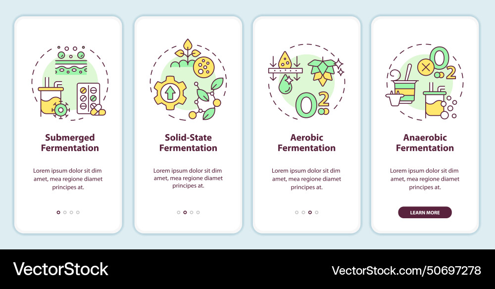 Fermentation processes types onboarding mobile Vector Image