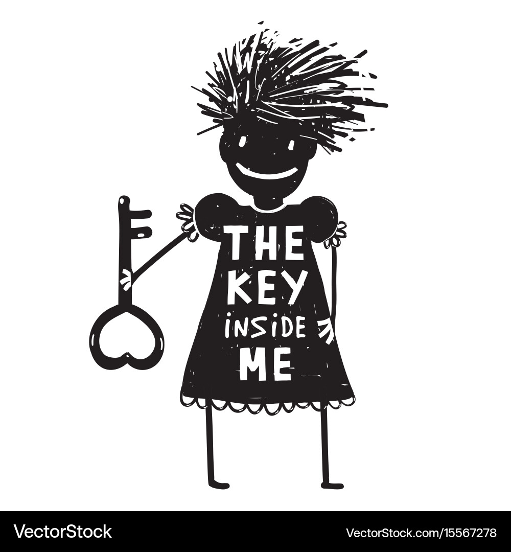 Girl with key cartoon Royalty Free Vector Image