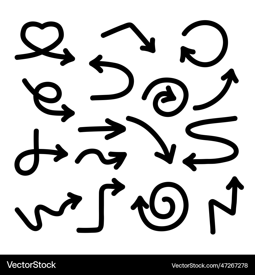 Hand Drawn Arrow Set Royalty Free Vector Image