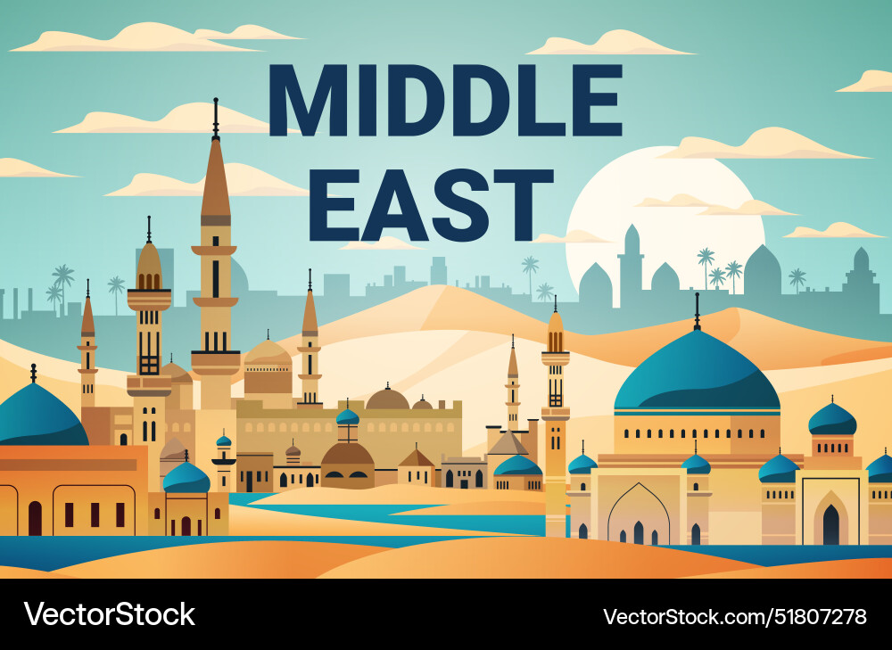 Middle east skyline desert landscape architecture Vector Image