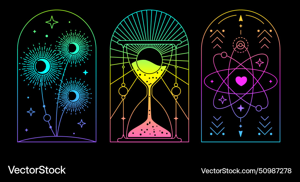 Modern magic witchcraft cards with sun and moon Vector Image