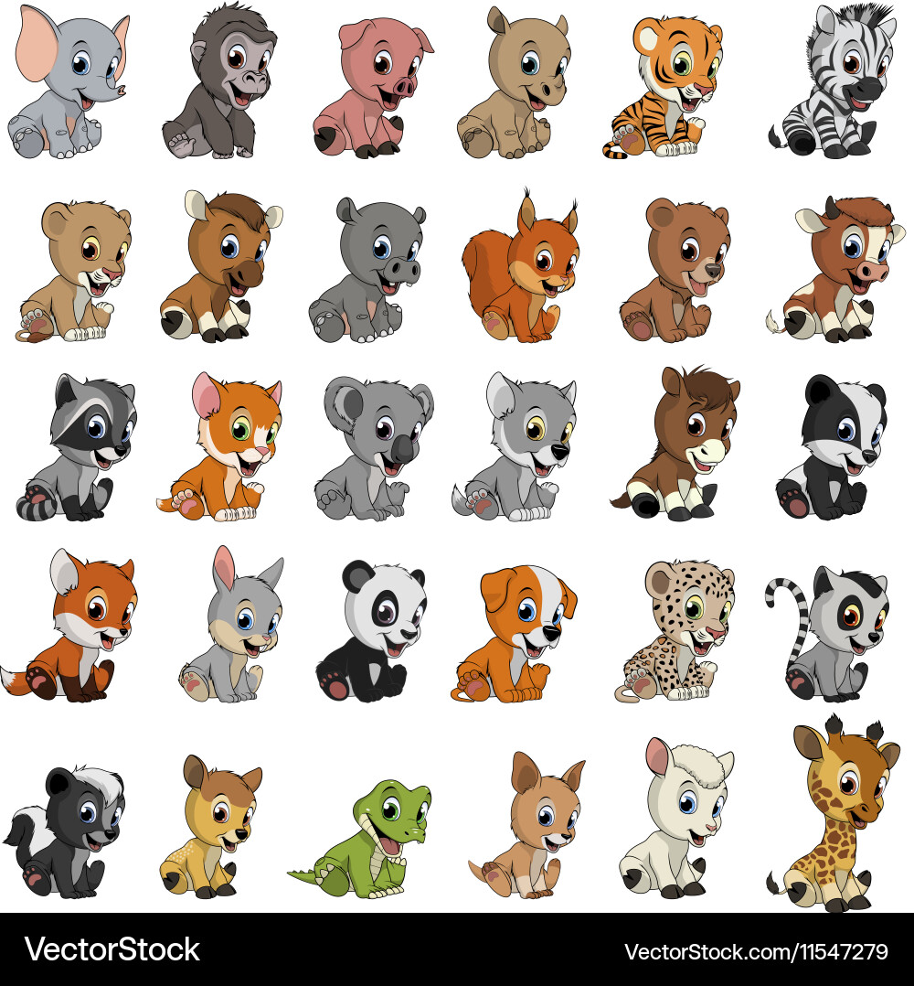 Adorable Animal Characters Royalty Free Vector Image